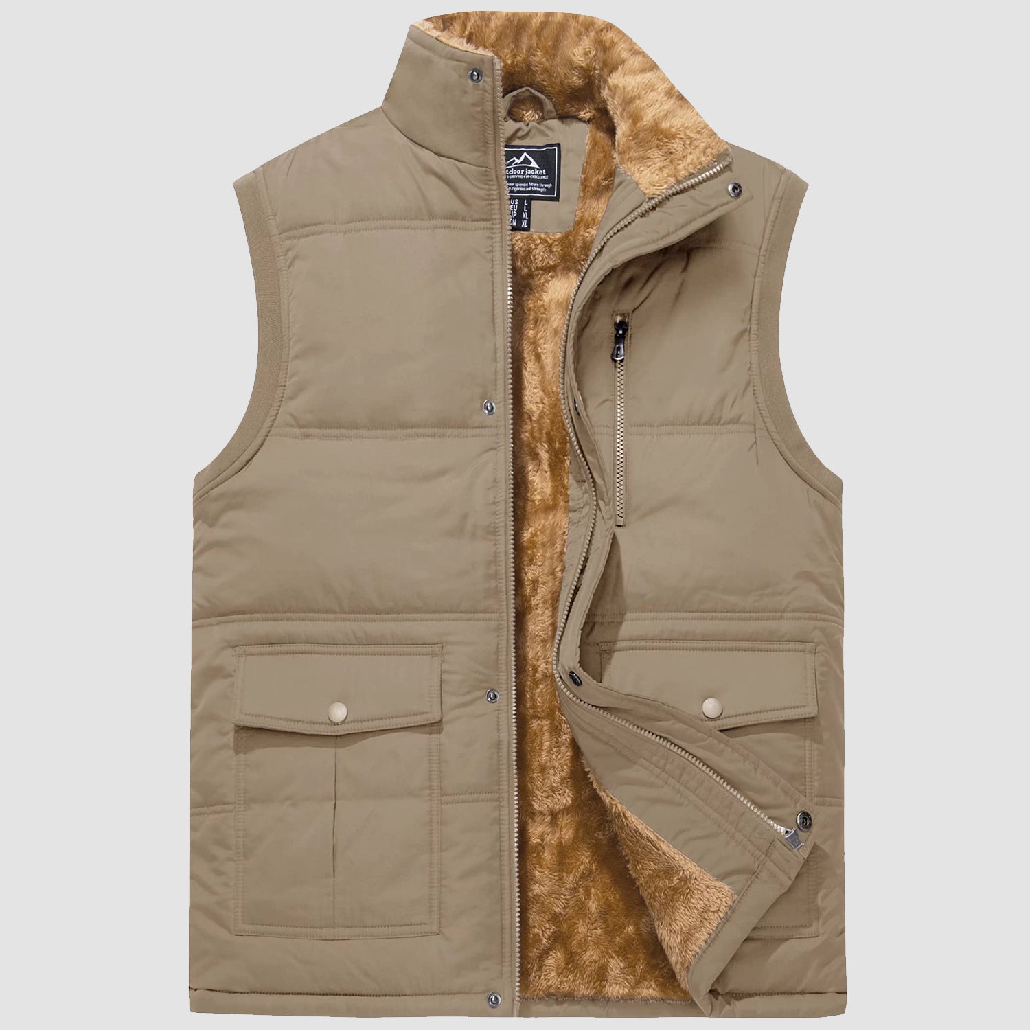 Men's Warm Fleece Lined Vest Jacket - MAGCOMSEN